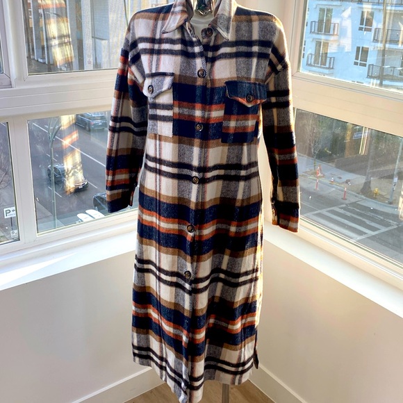 Fancy Dream | Dresses | Plaid Woolblend Long Shacket Dress Coat | Poshmark